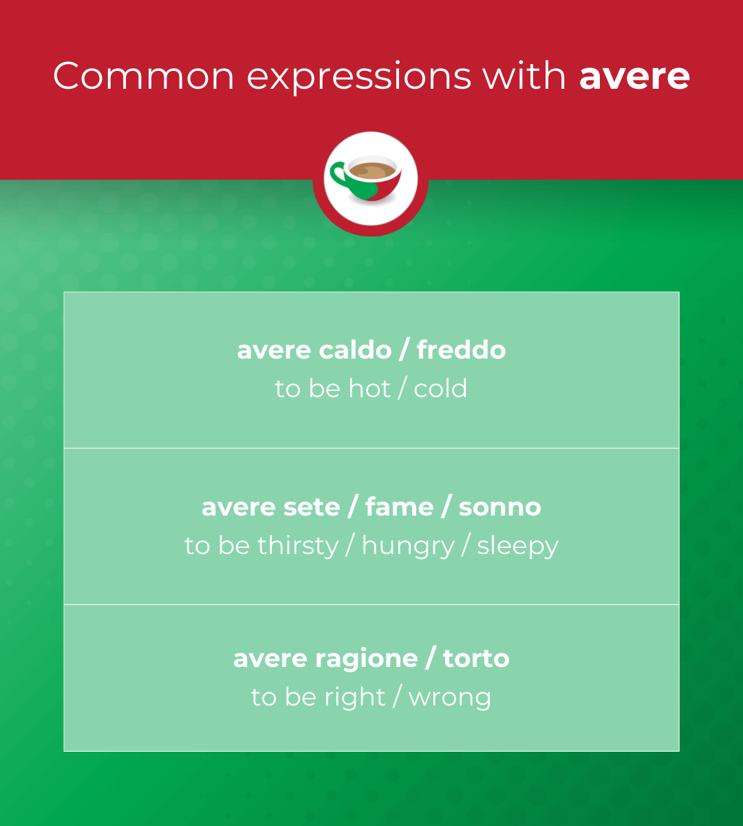 Useful expressions with 'avere' - Coffee Break Languages